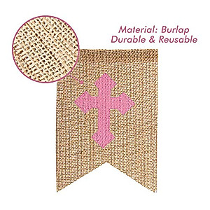 Baptism Decorations for Girls with 6pcs Paper Honeycombs, Baptism Banner Confirmation Communion Decorations