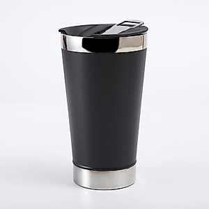 FAMKX 17oz Stainless Steel Double wall Vacuum Insulated Tumbler With Beer Opener, Thermos Travel Mug Keep Drink Cold and Hot(Black)