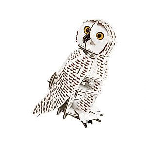 Build Your Own Moving Snowy Owl - Rotating Head Action - Eco Friendly Cardboard Craft Kit - Ages 8+
