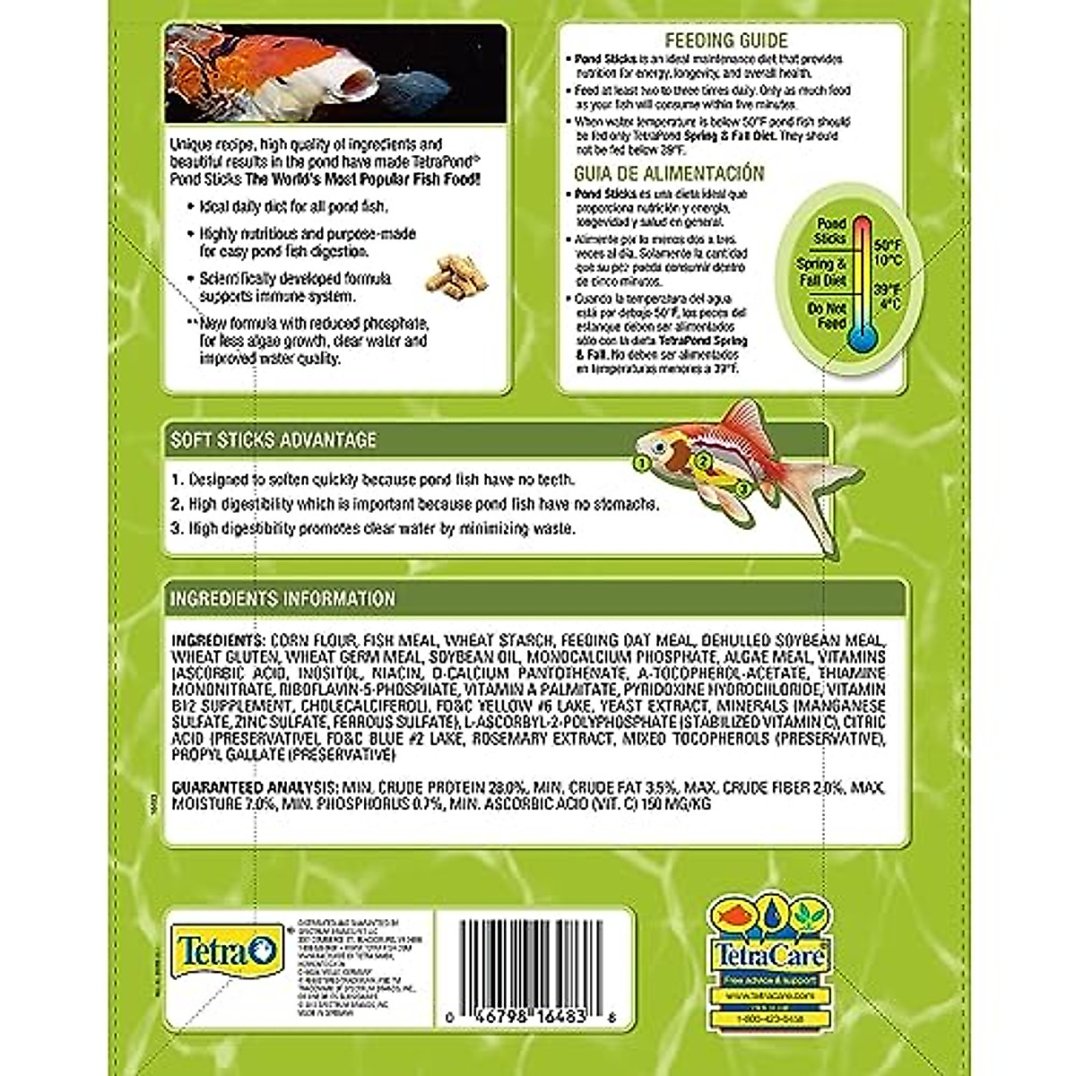 TetraPond Pond Sticks, Pond Fish Food, for Goldfish and Koi, 1.72 Pounds