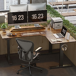 FEZIBO Triple Motor L-Shaped Standing Desk and Anti Fatigue Balance Board(Medium) for Standing Desk Bundle