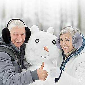 SATINIOR 2 Pieces Winter Ear muffs Faux Fur Earmuffs Cute Foldable Outdoor Ear Warmers Faux Fur Ear Warmers for Women (Gray, Black)