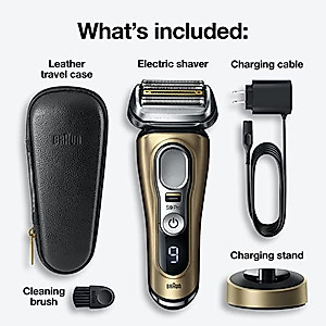 Braun Electric Razor for Men, Waterproof Foil Shaver, Series 9 Pro 9419s, Wet & Dry Shave, with ProLift Beard Trimmer for Grooming, Charging Stand Included, Gold