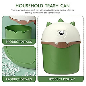 Waste Bins Mini Trash Can Cartoon Desktop Garbage Bin Cute Monster Waste Flipping Basket Wastepaper Container Rubbish Bin Buckets Can for Bedroom Office Makeup Pad Holder