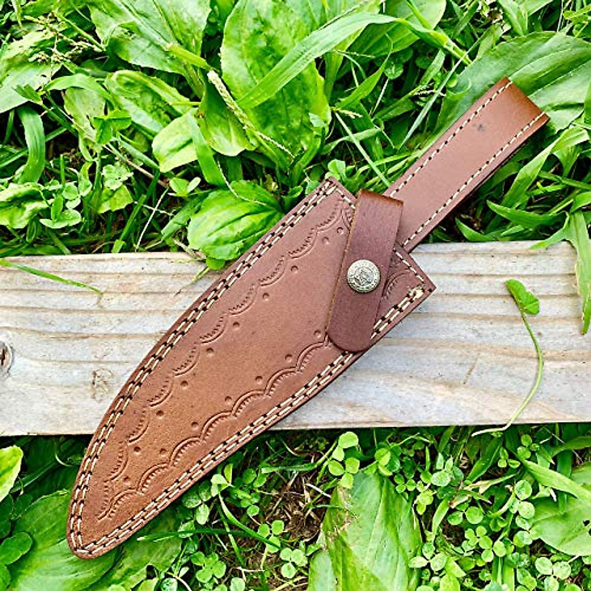 12" long custom handmade leather sheath fits up to 6"—7" cutting blade knife