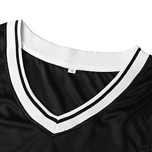 Blank Basketball Jersey Men's Mesh Athletic Practice Sports Shirts 90S Hip Hop Jersey (Black, Small)