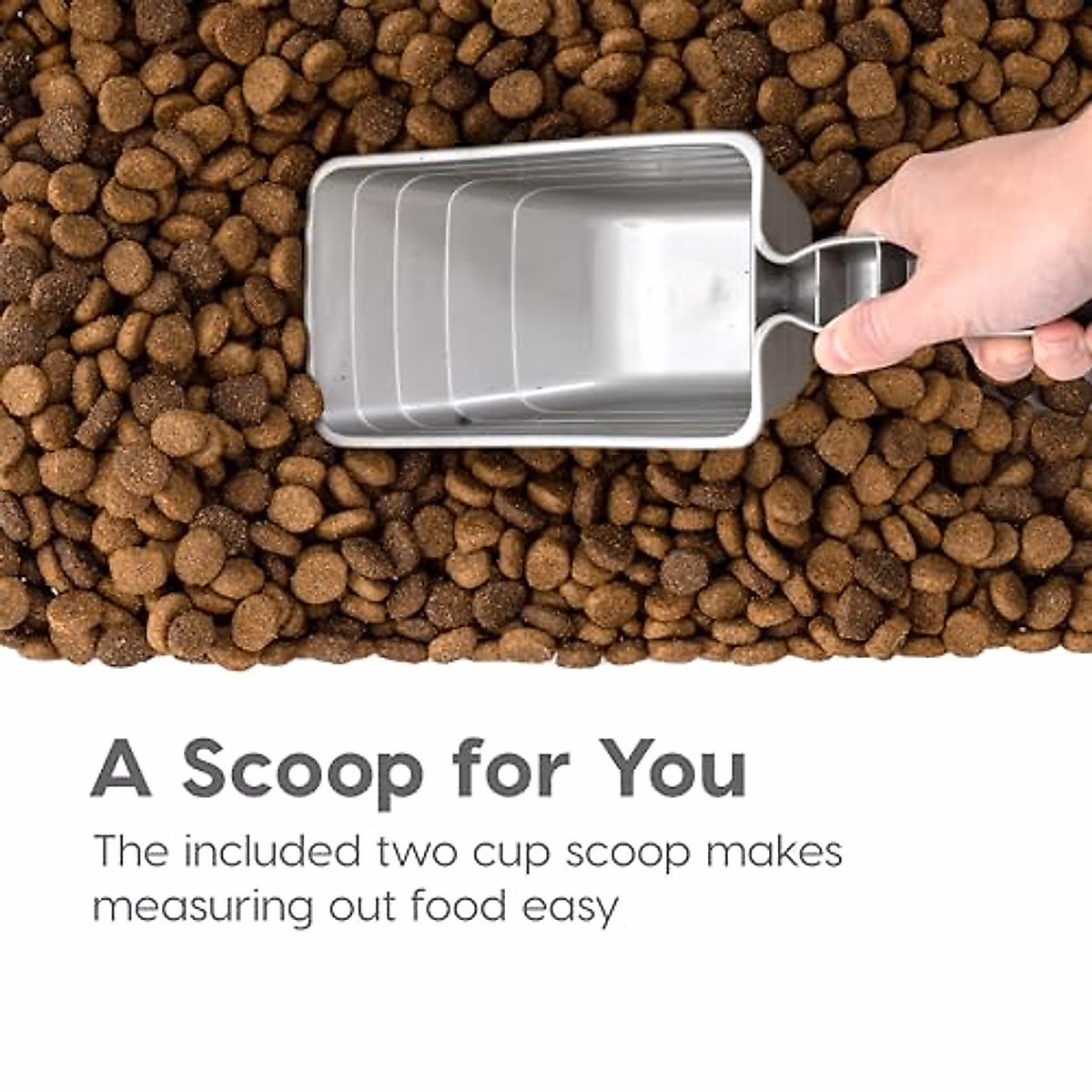 IRIS USA Dog Food Storage Container, 30 lbs & 11 lbs Combo, Cat Food Storage Container, Dog Treat Container, Airtight, Stackable, 2-Cup Scoop, Wheels, Easy Mobility, Chrome