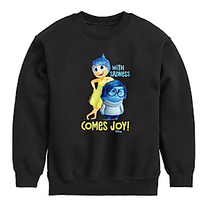 Disney Inside Out - with Sadness Comes Joy - Toddler and Youth Crewneck Fleece Sweatshirt - Size Medium Black