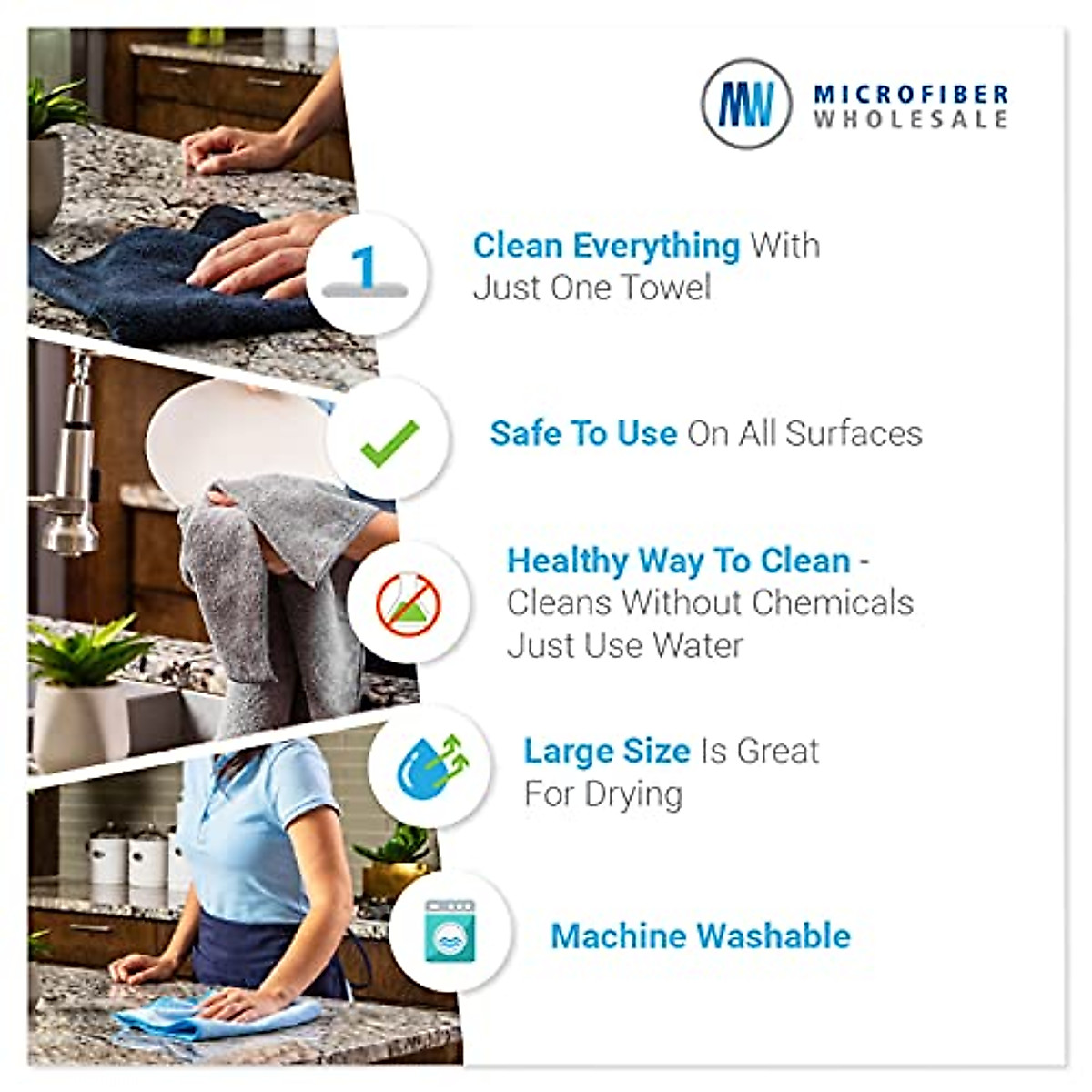 16" x 24" MW Pro Multi Surface Microfiber Towels | 6 Pack (Gray)