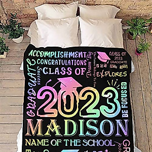 MyPupSocks Custom Blanket for 2023 Graduation, Class of 2023 Graduate Success Blanket Personalized Graduate Throw Blanket for Daughter Son Niece Sister, Customized Graduation Gifts for Him Her 30x40