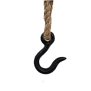 Parisloft Industrial Decorative Iron Faux Pulley Tackle with Jute Rope and Hook 23 x 4 x 4.5 Inches (Black)