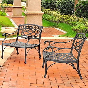 Crosley Furniture Sedona 2-Piece Outdoor Chair Set, Cast Aluminum Patio Chairs for Conversation, Porch, Deck, Black