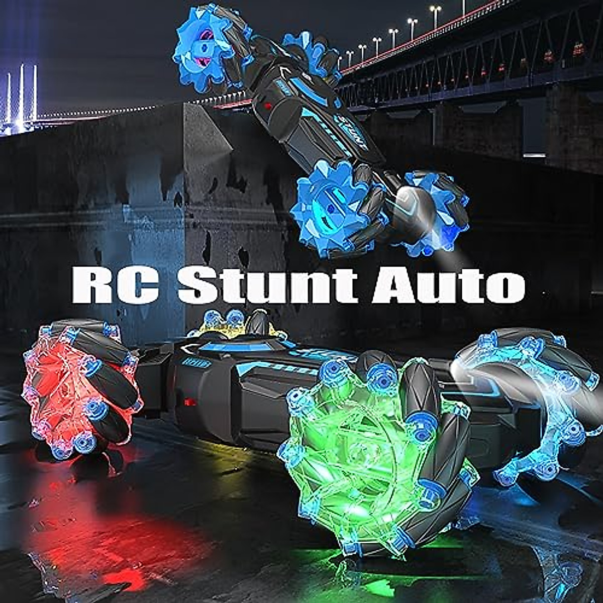 RC Cars Remote Control car for Boys 360°Rotating 4WD RC Stunt car Transform 2.4Ghz Hand Controlled Toys for Boys 4-7 Birthday Presents for Kids Age 7 8 9 10 11 yr (Blue)