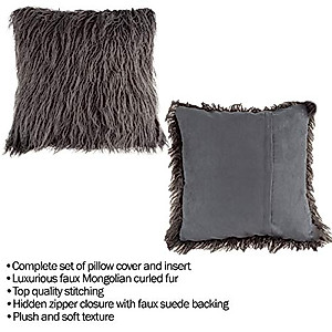 Lavish Home 80-PFM-3 Pillow, 18", Gray