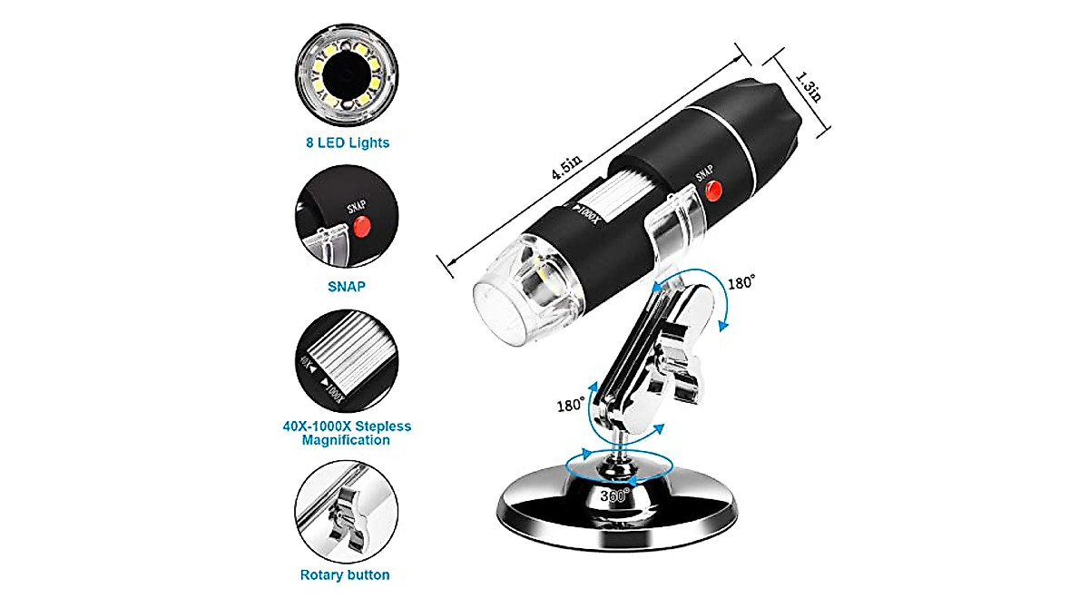 USB Microscope, 40X-1000X Digital Microscope 3 in 1 PCB Microscope ...