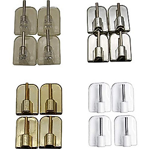 Evideco French Home Goods Self Adhesive Hooks Sash Rod Kitchen Curtains Set of 4 - Gold