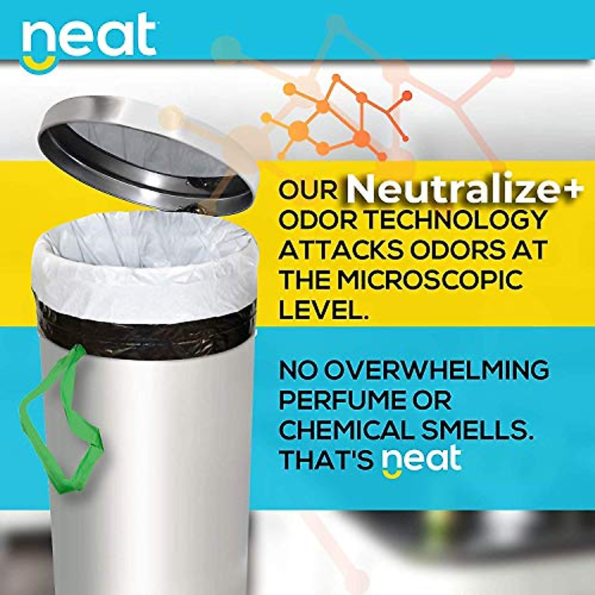 Neat Tall Kitchen 13 Gallon Drawstring Trash Bags - (MEGA 200 Count) - Triple Ply Fortified, Eco-Friendly 50% Recycled Material, Neutralize+ Odor Technology, Reversible Black and White Garbage Bags