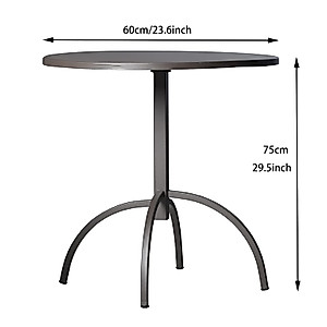 Lisuden Patio Bistro Metal Dining Table, Outdoor Steel Slat Round Table for 2 Person,Diameter 23.6", Furniture Table for Backyard, Garden, Lawn and Porch - Brown …