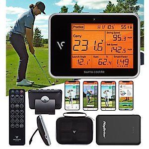 PlayBetter Swing Caddie SC300i Portable Golf Launch Monitor - Accurate Carry/Total Distance, Smash Factor, Ball Speed - Doppler Shot Tracker - Bundle with Protective Case Portable Charger