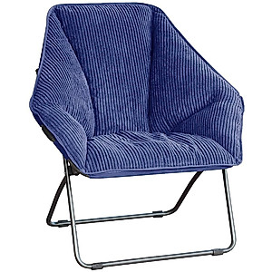 Zenithen Indoor Foldable Portable Plush Hexagon Folding Dish Chair, Perfect for Bedrooms, Dorm Rooms, and Living Rooms, Use for Reading, Studying, Gaming, Navy Blue (Pack of 2)