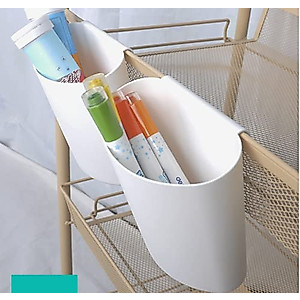 4Pcs Hanging Cup Holder,Hanging Bins,Rolling Cart Accessories Utility cart Accessories,Hanging Flower Pots,Storage Bucket,Pencil Holder for Office,Kitchen Wall Organizer Decor Black/Pink/Blue/White