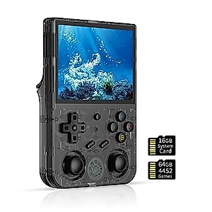 Daxceirry RG353VS Retro Handheld Games Console 3.5" IPS Screen Linux System RK3566 64 bit WIFI Bluetooth Video Player Pre-Installed 4452 Games Supports Wired Handle (DXR-RG353VS-Black T)