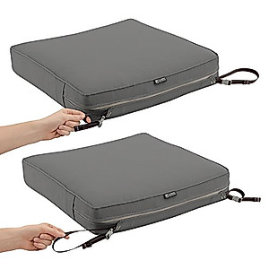 Classic Accessories Montlake FadeSafe Water-Resistant 72 x 21 x 3 Inch Outdoor Chaise Lounge Cushion Slip Cover, Patio Furniture Cushion Cover, Light Charcoal Grey, Patio Furniture Cushion Covers