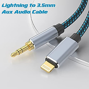 GobbaGoods Lightning to 3.5mm Aux Cord Audio Jack 2 in 1 Charging Audio Cable Works with Car Stereo Speaker Headphone Car Charger to 3.5mm Stereo Aux Cable Compatible with 13 Pro/12/11/X/8/7 3.3FT