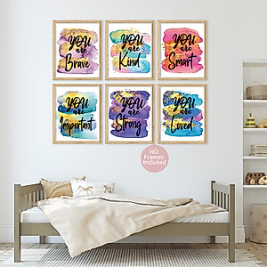 MTL HOE Girls Room Wall Decor Art Prints, Positive Quotes Kids Room Wall Art, Posters For Teen Girls Room, Girls Wall Decor Posters for Bedroom, Nursery Room, Playroom (Set of 6 8 X 10 In Unframed)