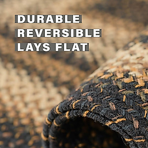 Homespice 20x30” Black Oval Braided Rug. Kilimanjaro Black Jute Oval Rug. Uses- Entryway Rugs, Kitchen Rugs, Bathroom Rugs. Reversible, Rustic, Country, Primitive, Farmhouse Decor Rug