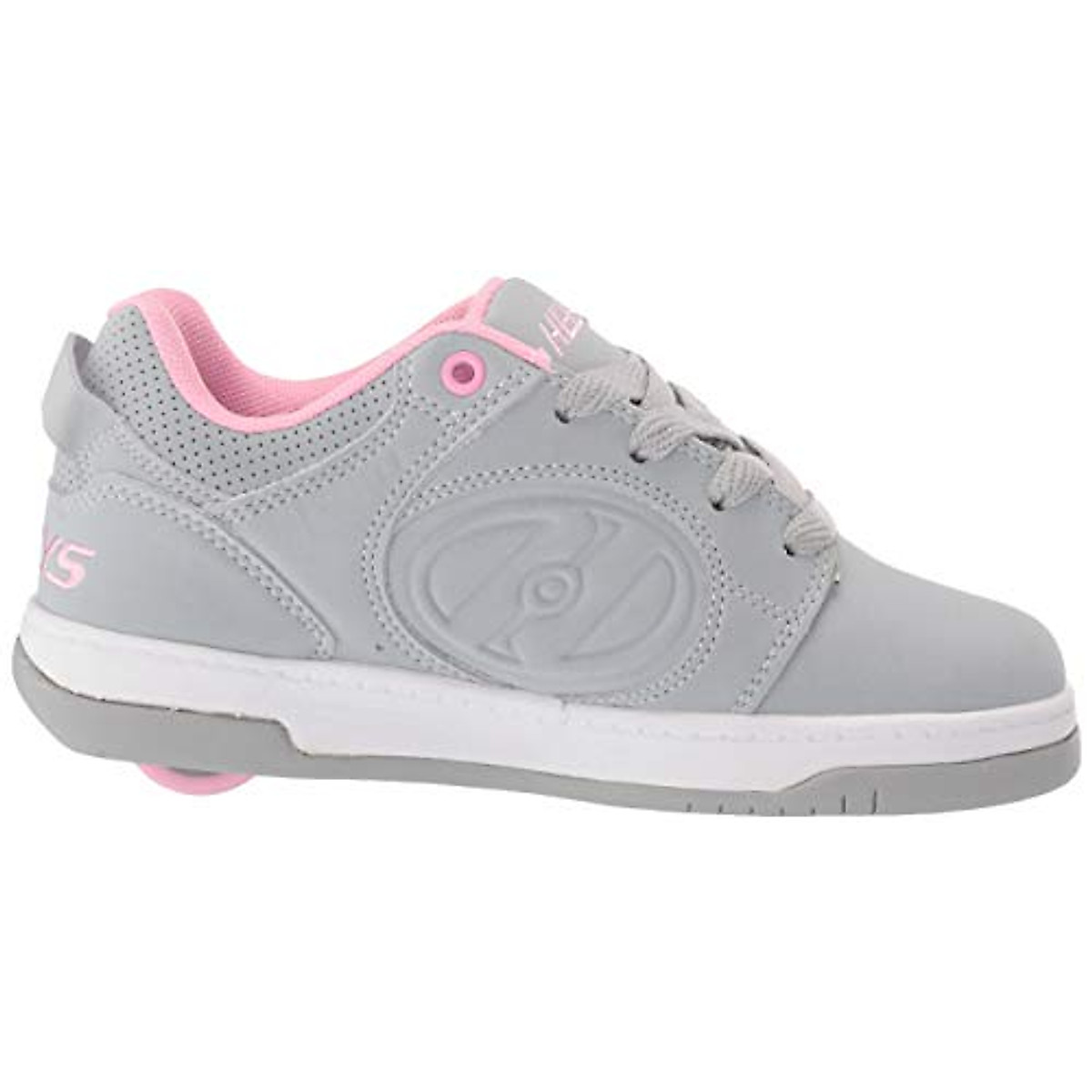 HEELYS Unisex-Child Voyager Tennis Shoe, Grey/Light Pink, 6 Big Kid