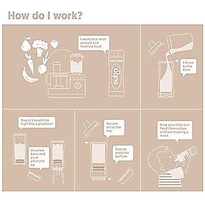 Subo Baby Food Bottle | No Mess Baby Toddler Self Feeder | Squeeze Free Design for Purees, Smoothies, Yogurt, Oatmeal, or Thickened Liquids | Reusable Silicone Washable Cup (Oatmeal)