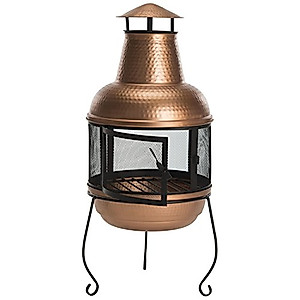 Safavieh Outdoor Collection Lima Copper and Black Chiminea