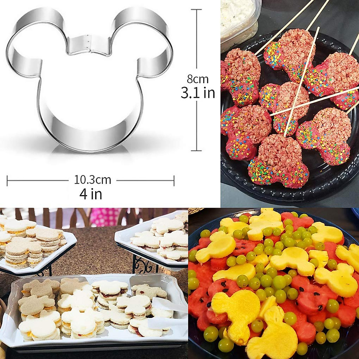 Cookie Cutter for Kids - Sandwich Cartoon of Mickey Mouse Cookie Cutter Shaped Biscuit Mould for DIY Cake Craft Bakeware Decoration Stainless Steel Cutter Set 5 pcs