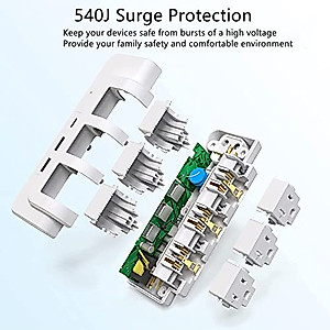 Surge Protector Outlet, Multi Outlet Wall Plug with USB C Ports, 540J, Surge Protector Wall Tap for College, Dorm, Travel, White