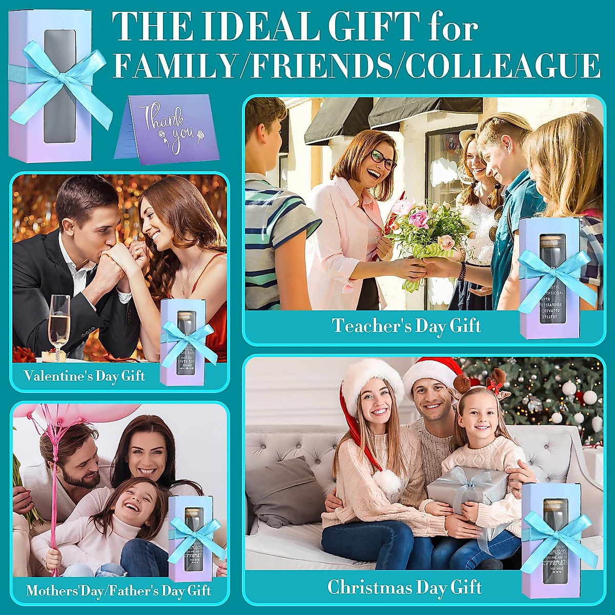 6 Set Employee Appreciation Presents Bulk, Personalized Inspirational Thank You Presents for Staff Coworker 16oz Can Shaped Beer Glass Cups with Lids and Straws, Box and Card for Team Women Men