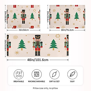 Christmas Tree Nutcracker Pillow Covers Silk Pillowcase for Soft Breathable Smooth Cooling Satin Pillowcase Standard Size Pillow Case for Women Hot Sleepers, Night Sweats Bed (20x26 Inch)