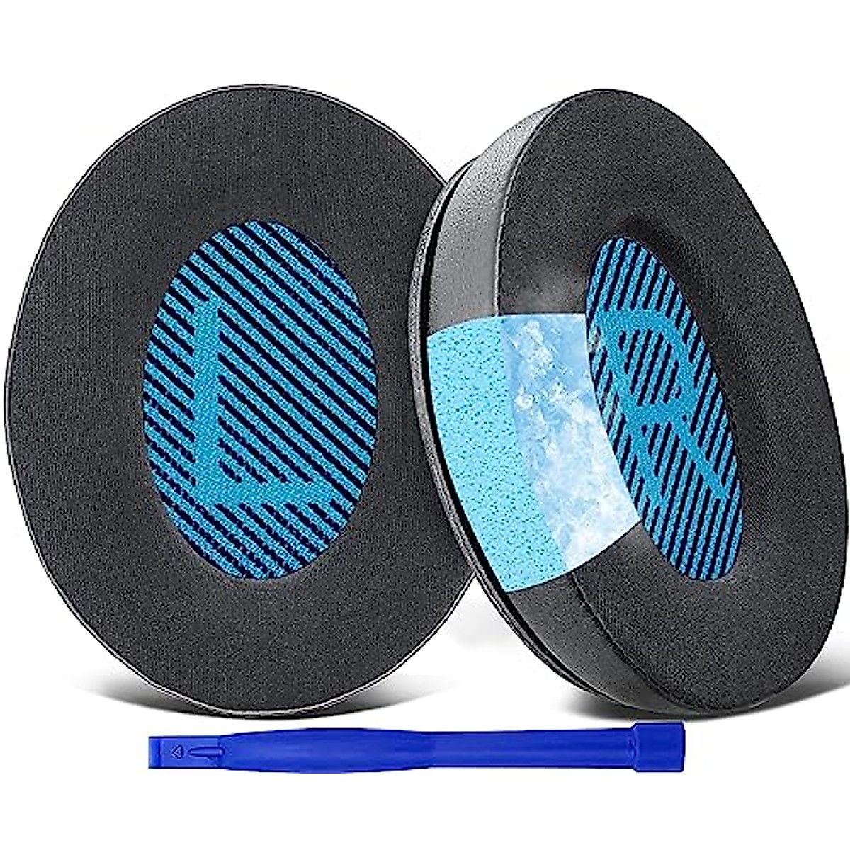 SoloWIT Cooling-Gel Earpads Cushions for Bose Headphones, Replacement Ear Pads for Bose QuietComfort 15 QC15 QC25 QC2 QC35/Ae2 Ae2i Ae2w/SoundTrue & SoundLink Around-Ear & Around-Ear II (Blue&Black)