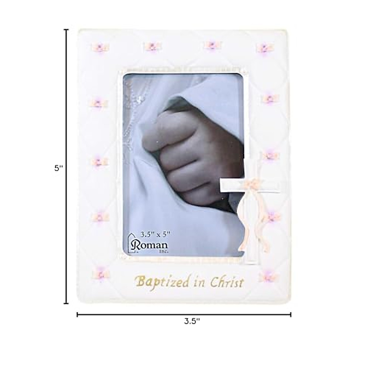 Roman Giftware Inc., Sacraments, Baptism & Christening, 7" H Baptism Girl Frame 3.5X5,Religious, Inspirational, Durable (5x1x7)