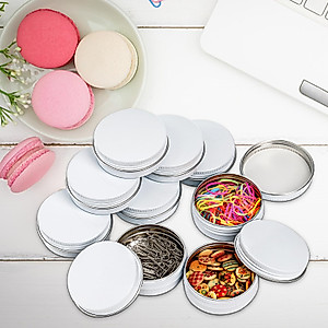Foraineam 48 Pack 2 oz White Lip Balm Tin Cans - Aluminum Round Cosmetic Sample Containers with Screw Lid - Metal Empty Tins Storage Travel Tin Jars