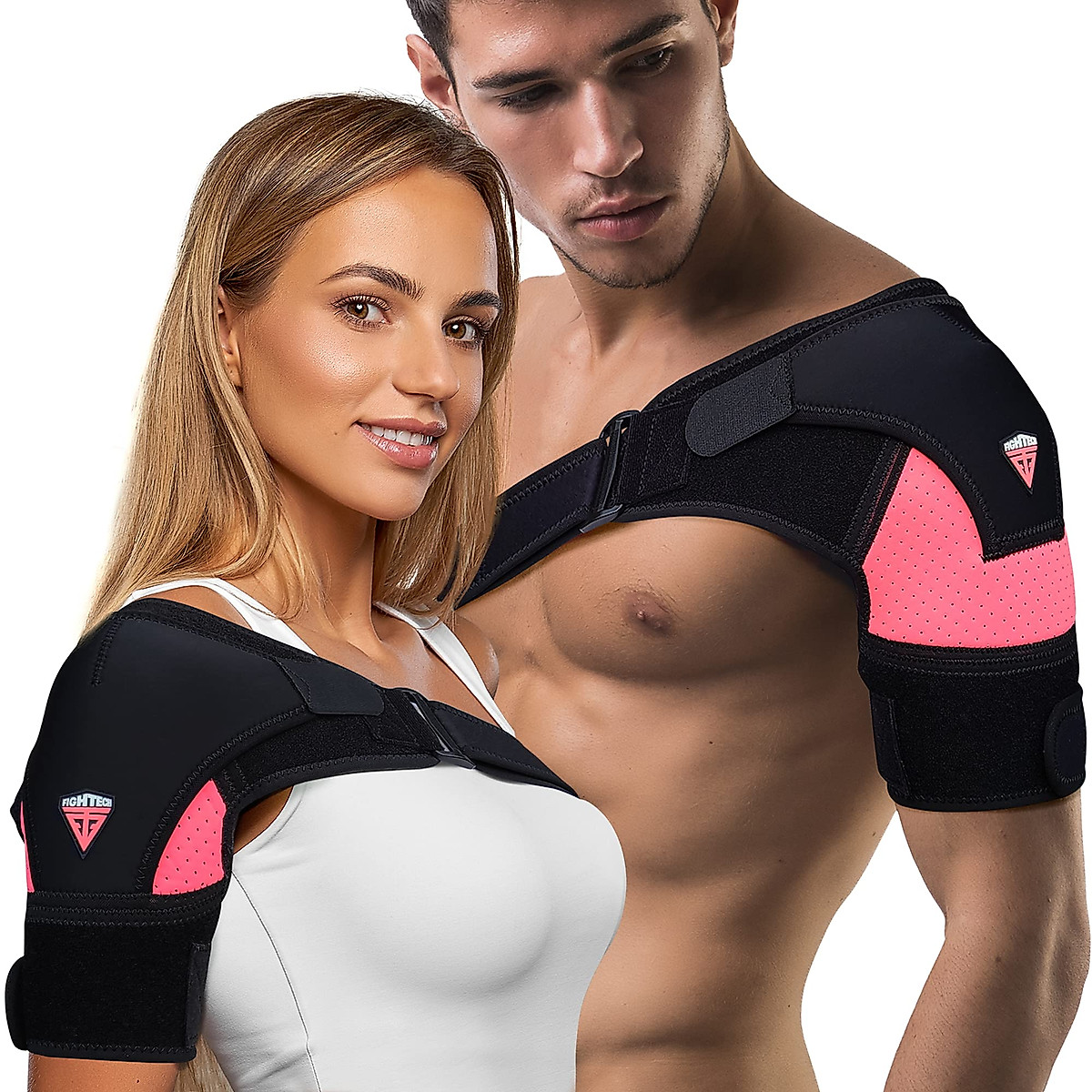 FIGHTECH Shoulder Brace with Reusable Hot and Cold Theraphy Gel Pack (Shoulder Brace X-Small, Pink)