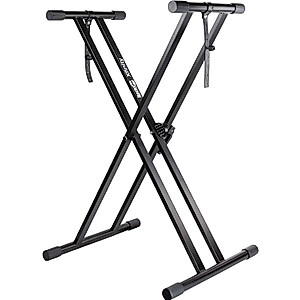 Alesis Recital | 88 Key Beginner Digital Piano/Keyboard with Full Size Keys & RockJam Xfinity Heavy-Duty, Double-X, Pre-Assembled, Infinitely Adjustable Piano Keyboard Stand with Locking Straps