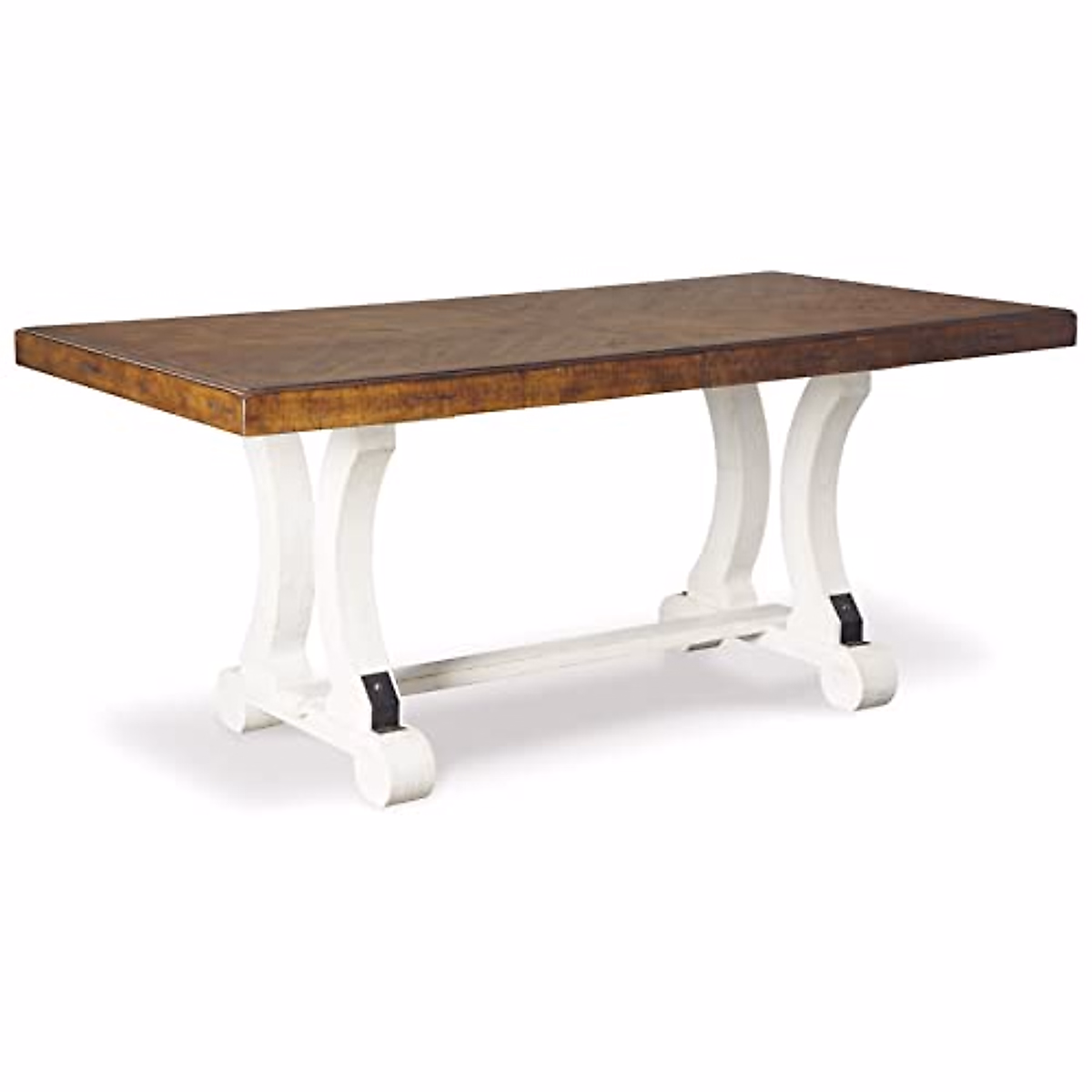 Signature Design by Ashley Valebeck Farmhouse Rectangular Extension Dining Table, Fits up to 8, White & Brown