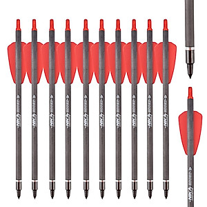 NIKA ARCHERY 7.5" inch Crossbow Bolts Carbon Arrows 2" Red Vanes with 100Grain Target Tips for Hunting Shooting 6/12pcs