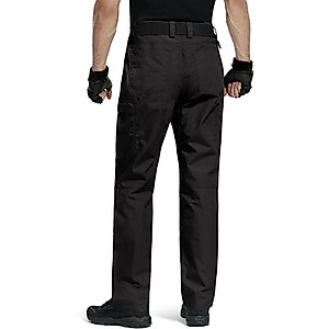 FREE SOLDIER Men's Water Resistant Pants Relaxed Fit Tactical Combat Army Cargo Work Pants with Multi Pocket (Classic Black 36W x 32L)