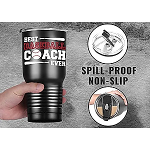 Onebttl Baseball Coach Gifts, Funny Gift Idea for Appreciation, Christmas, Birthday, 30oz Stainless Steel Insulated Travel Mug - Best Baseball Coach Ever