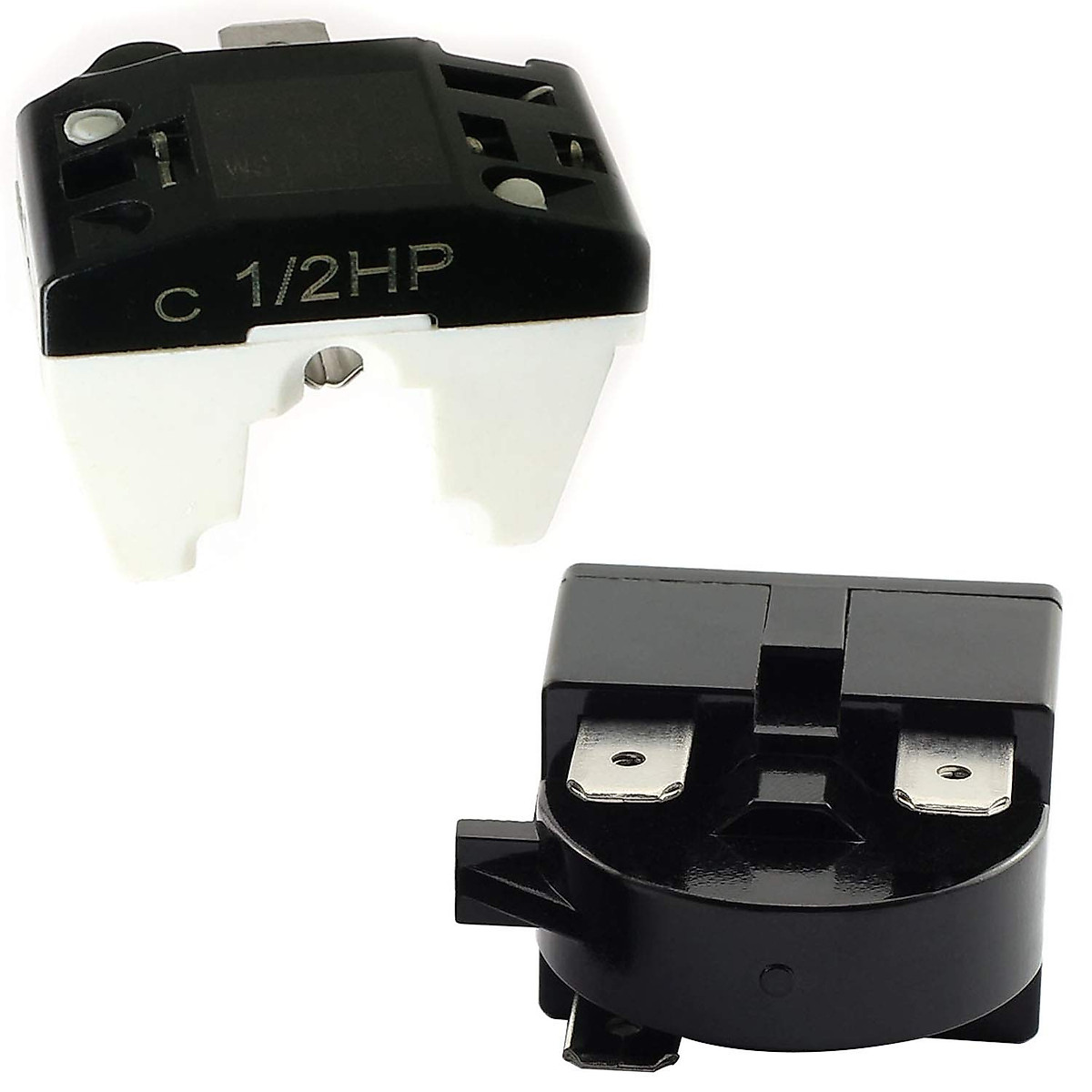 MEETOOT 1pcs QP-02-4.7 PTC Refrigerator Start Relay 3 Pin Coolers Compressor Starter 4.7 ohm with 1pcs Refrigerator Overload Protector 1/2HP