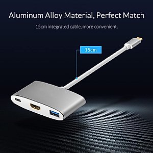 SHYPT USB Hub USB C to HDMI-Compatib USB3.0 5Gbps High Speed Hub Support 4k Video 60w Type C Quick Charge