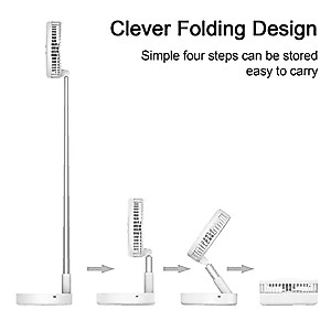 RUNZI Desk and Table Fan,5400Mah USB Powered Pedestal Fan,Foldable and Adjustable Height Air Circulator Flool Fan for Outdoor, Courtyard, Beach,Travel, Room,4 Speed Settings (White)