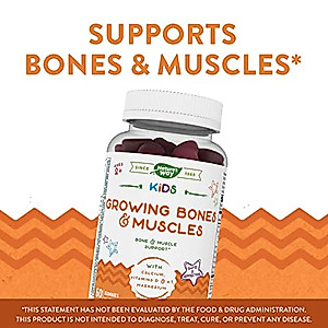 Nature’s Way Kids Growing Bones & Muscles, Calcium & Vitamin D, Ages 2+ Wildberry Flavor, 60 Gummies
